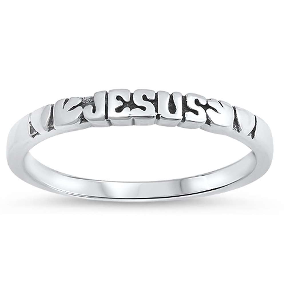 Oxford Diamond Co Engraved Jesus And Heart Band .925 Sterling Silver Ring Sizes 4