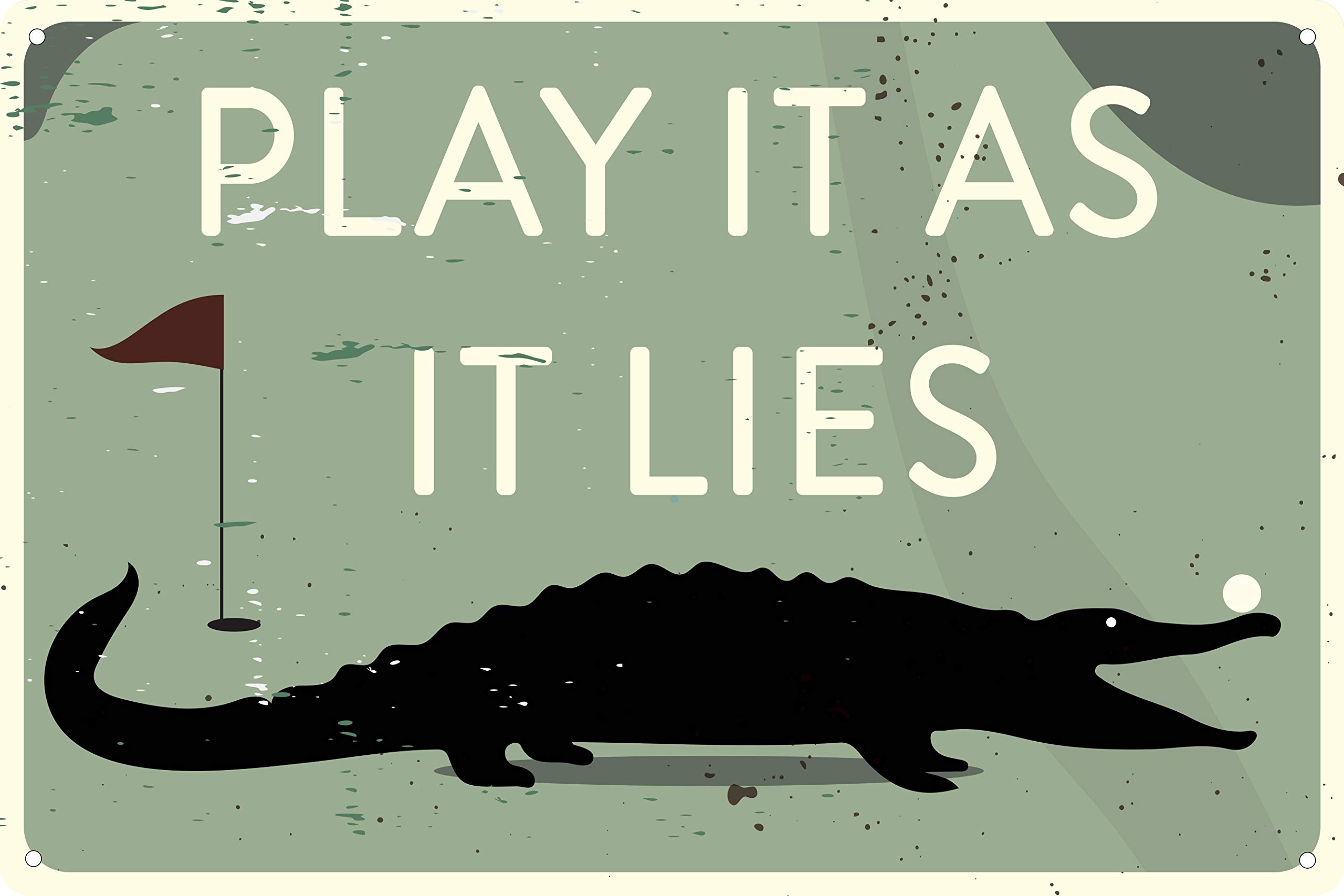 Play It As It Lies 12" x 8" Funny Tin Sign Golf Accessory Clubhouse Decor Man Cave Sports Bar Wall Art