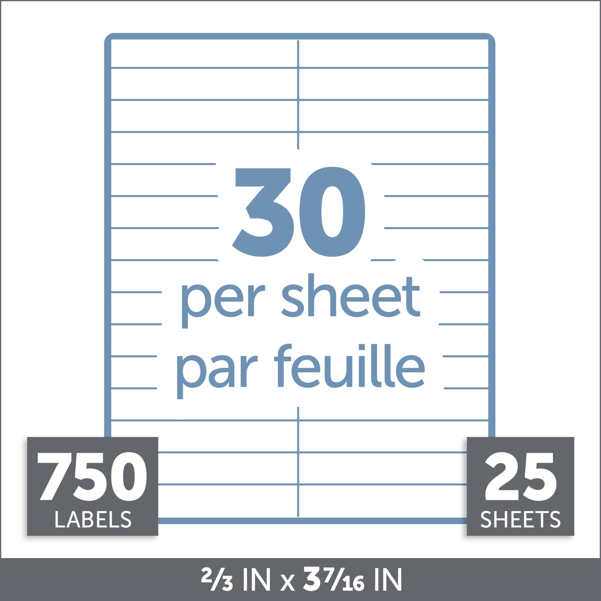 Office Depot White Permanent Inkjet/Laser File Folder Labels, 2/3in. x 3 7/16in., White, Pack of 750, 505-0004-0011