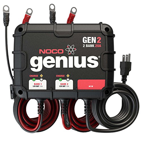 NOCO Genius GEN2, 2-Bank, 20-Amp (10-Amp Per Bank) Fully-Automatic Smart Marine Charger, 12V Onboard Battery Charger and Battery Maintainer