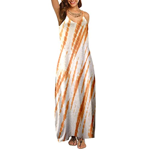 Womens Tulle Skirts Halloween Leather Women Summer Casual Dress Printed Bohemian Spaghetti Strap Boho Floral Long Maxi Yellow