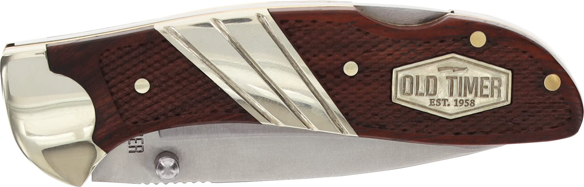 Old Timer 31OTCP Medium Lockback 6.5in High Carbon S.S. Traditional Folding Pocket Knife with 2.9in Drop Point Blade and Wood Handle for Hunting, Whittling, Carving, Camping, EDC, One Size, Black