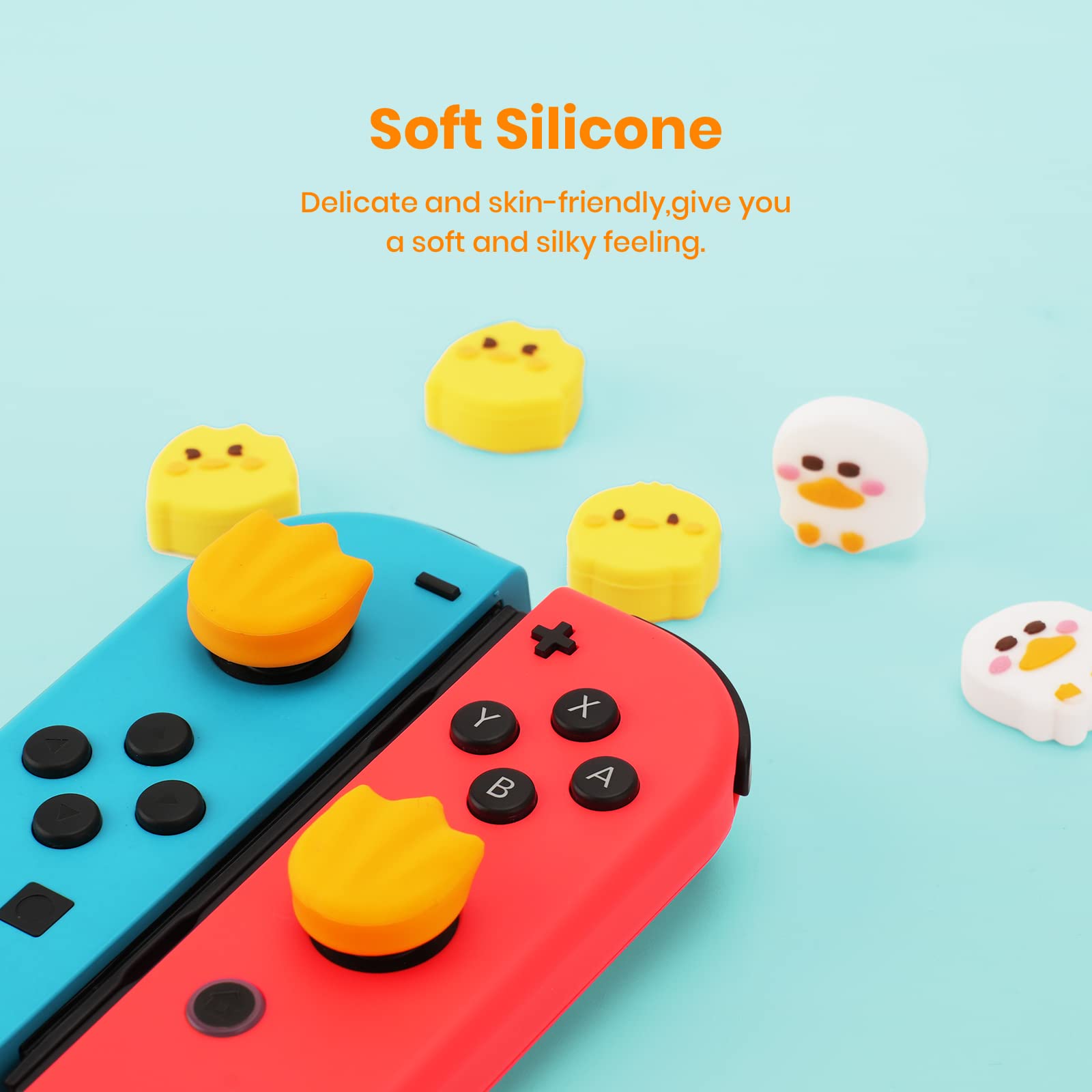 Thumb Grip Caps, CODOGOY Soft Silicon Joystick Caps Compatible with Nintendo Switch/OLED/Switch Lite, 4PCS 3D Analog Stick Button Cover
