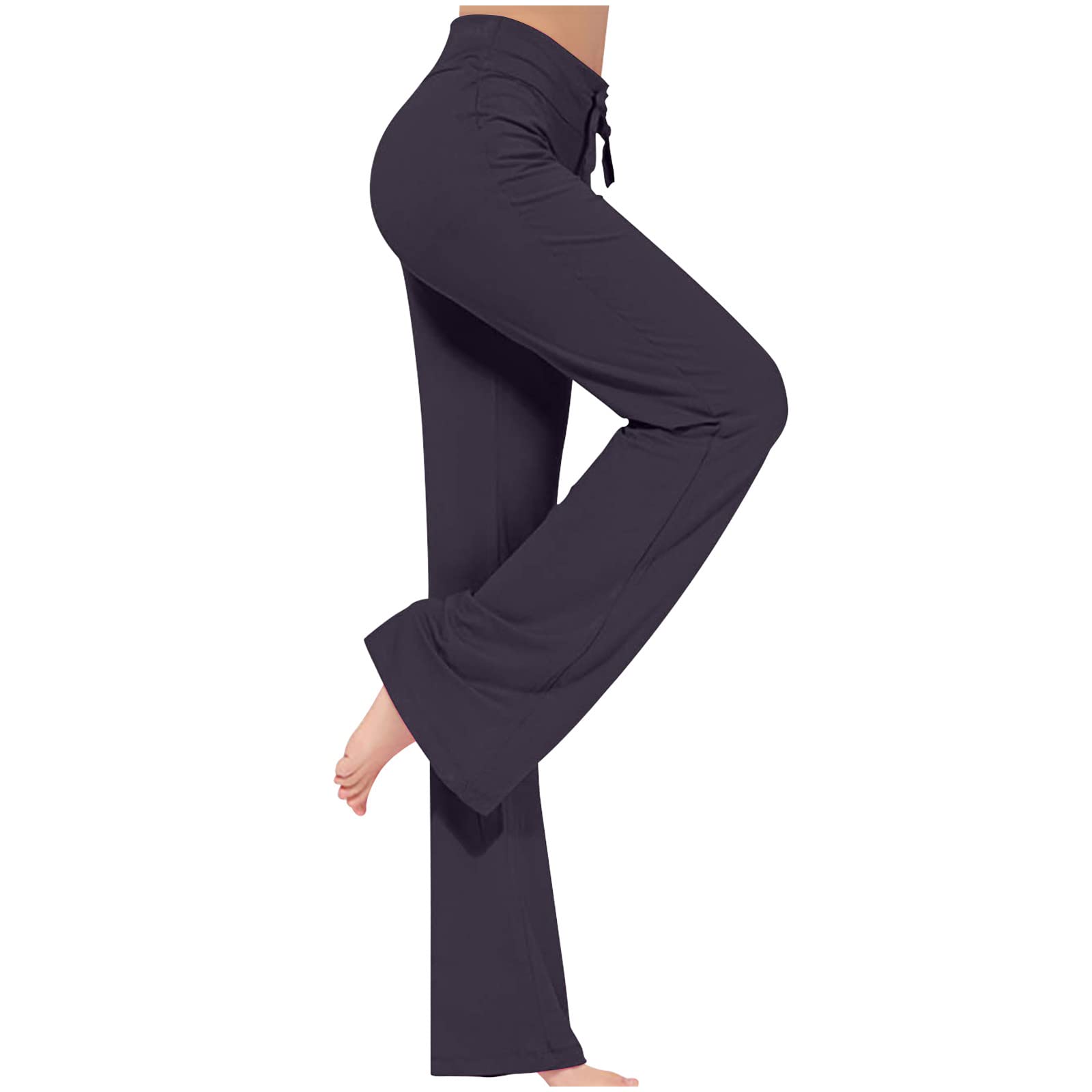 Womens Yoga Sweatpants High Waisted Flare Work Overalls Drawstring Button Casual Running Lounge Straight-Leg Elastic Pants