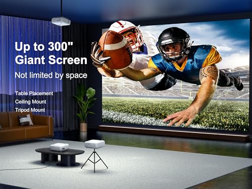 Projector with WiFi and Bluetooth, 5G WiFi 4K Supported Native 1080P 14000L, AGREAGO Portable Outdoor Projector with Screen, Home Theater Projector Compatible with TV Stick/iOS/Android/Win/HDMI/USB