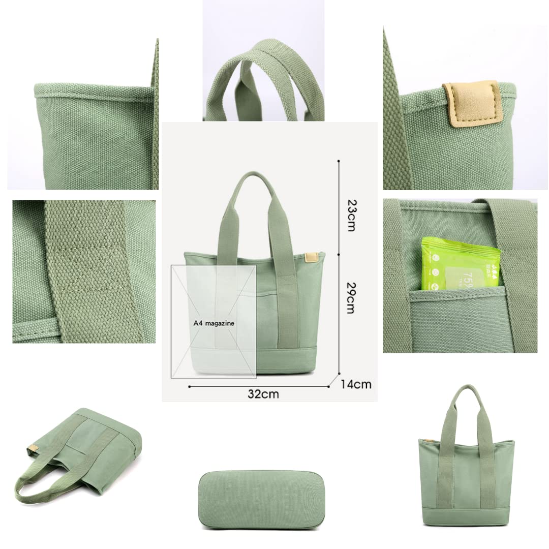 XLXLbb Utility Large Capacity Multi-Pocket And Zipper Handbag Fashion Casual Shoulder Canvas Bag Sorting For Gym Travel Work Shopping Bag