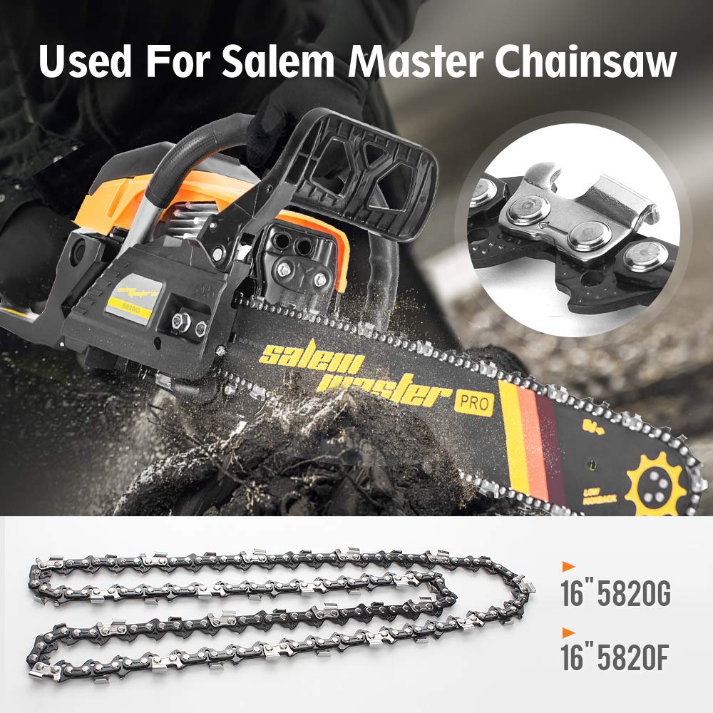 SALEM MASTER 20 Inch Chainsaw Chains Chainsaw Blade- .058" Gauge - .325" Pitch - 76 Drive Links, Semi-Chisel Gas Powered Chainsaw Chain Fits Chainsaw(20")