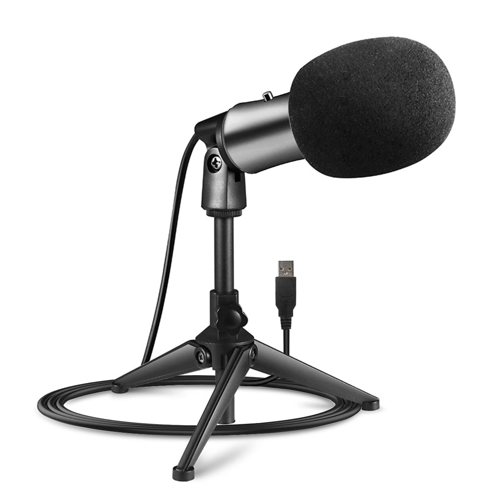 SOONHUA USB Microphone for Laptop, PC, TikTok, YouTube, Skype - Omnidirectional Condenser Mic with Tripod Stand, 90 Adjustable, Cardioid Pattern, Solid Metal Construction