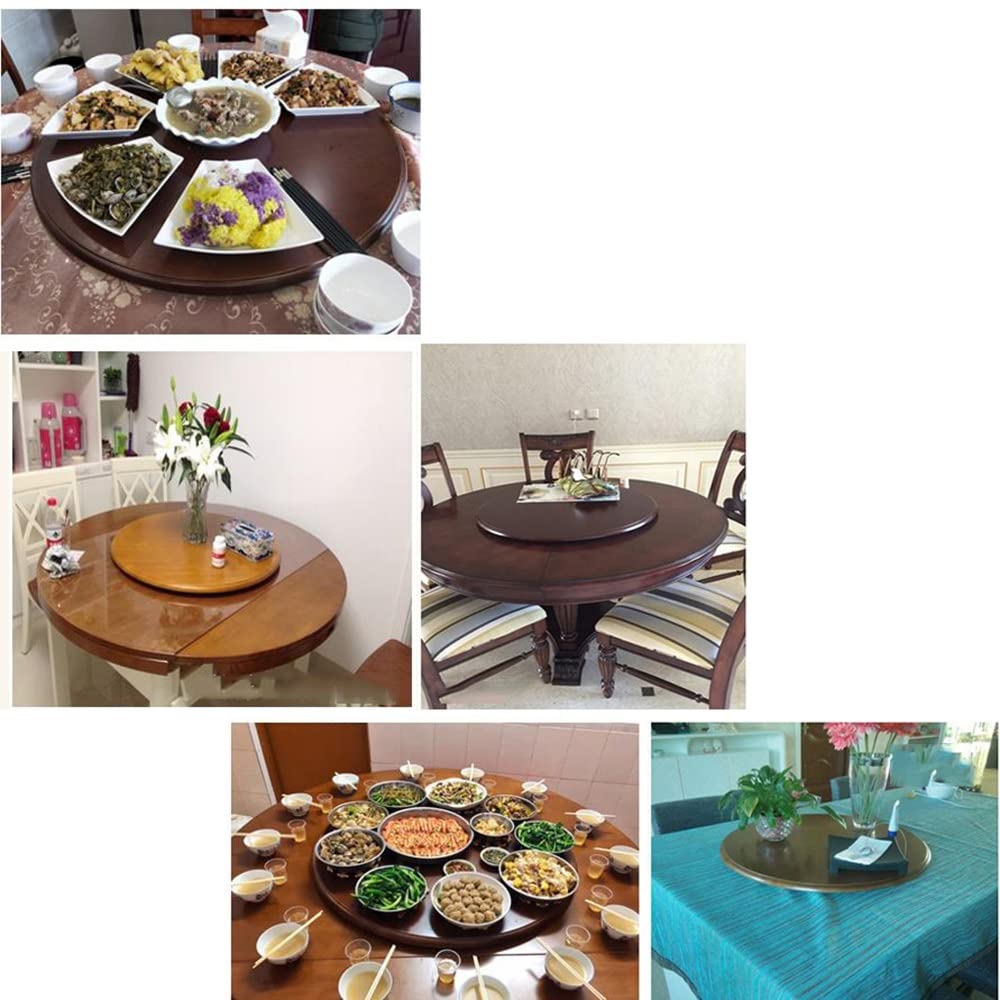 REDEXI Dining Table Wooden Rotating Tray Round Lazy Susan Turntable Heavy Duty Rotating Serving Tray, Silent/Smooth, Solid Wood, 360° Swivel (Color : Walnut, Size : 80cm/30")