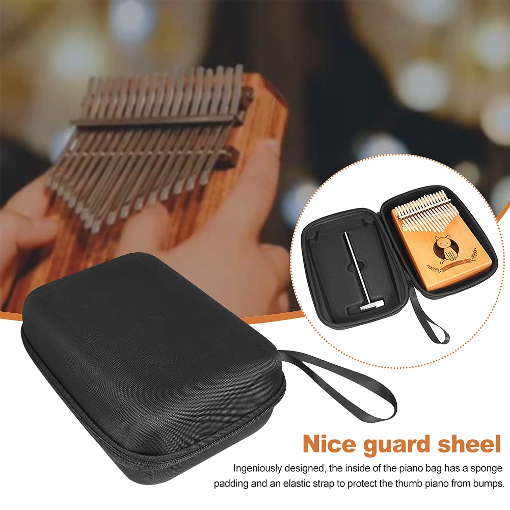 Thumb Piano Box Portable Shock Proof Protective Handbag Thumb Piano Box Storage Bag for 17 Keys / 21 Keys Kalimba Case(Black)