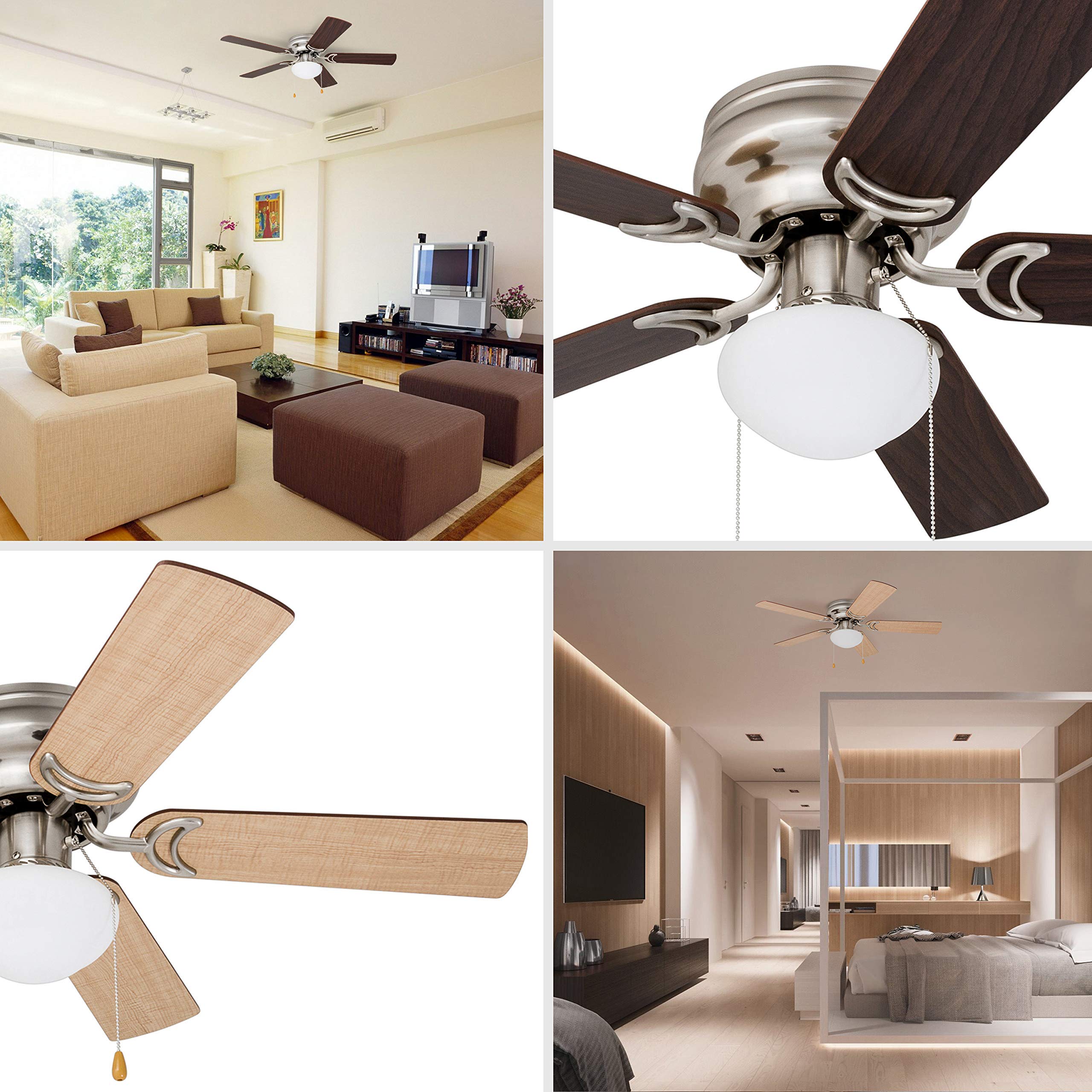Prominence Home 80029-01 Alvina Led Globe Light Hugger/Low Profile Ceiling Fan, 42 inches, Satin Nickel (Renewed)