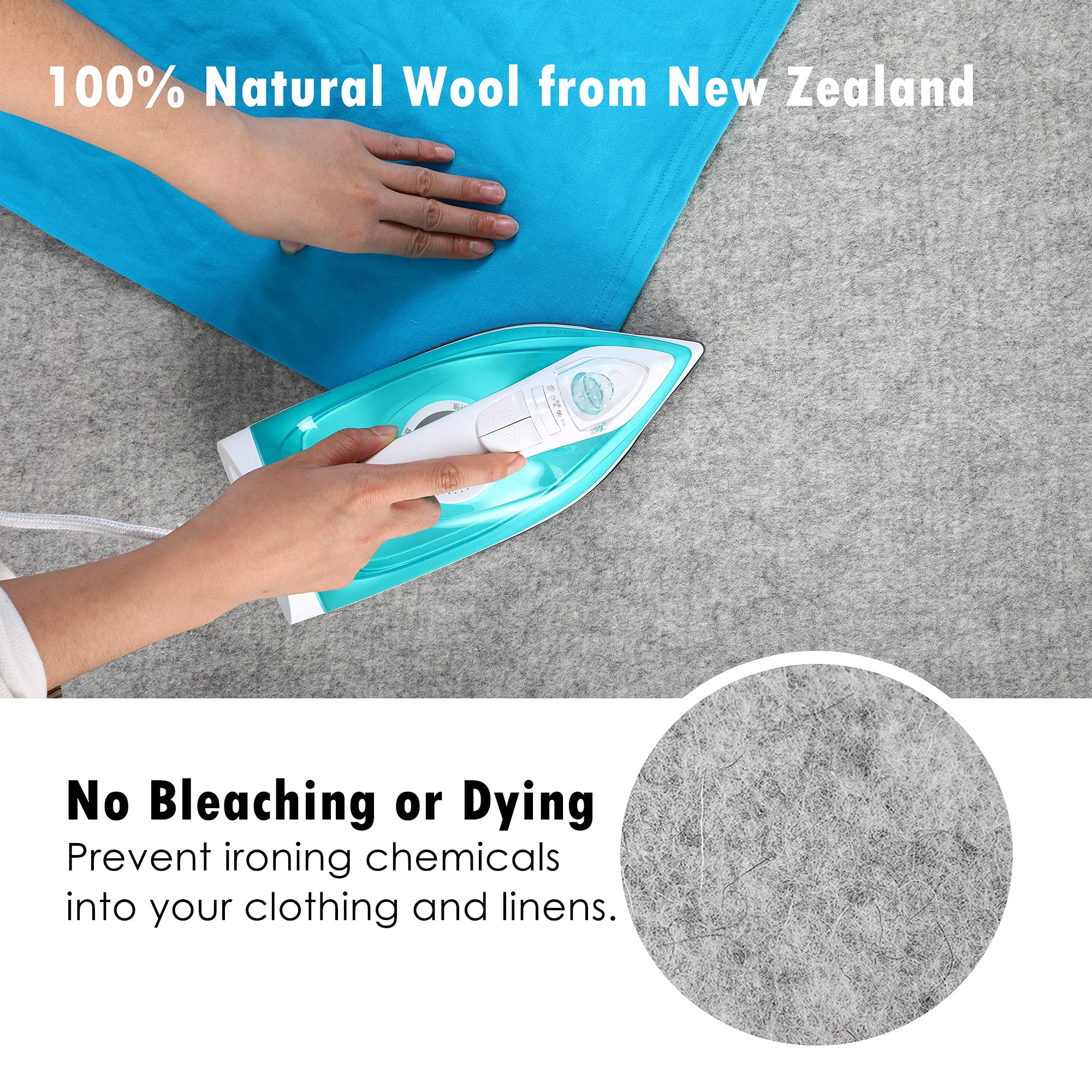 OHOCO Wool Pressing Mat for Quilting - 17" x 24" Extra Large Felt Ironing Pad 1/2" Thick, 100% New Zealand Wool for Ironing, Sewing, Cutting on Ironing Board, Tabletop, Dryer, Countertop