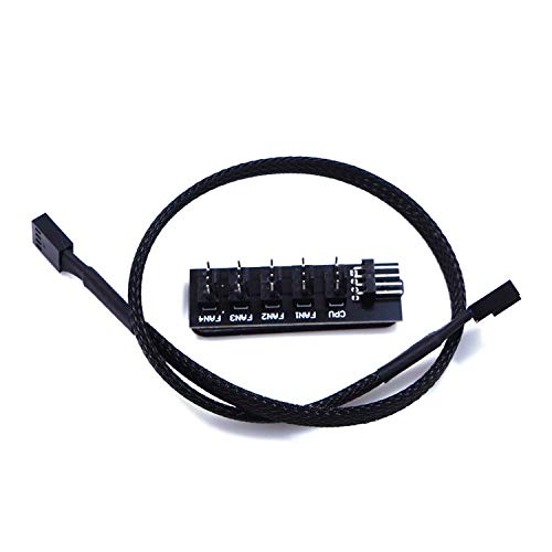 PWM Chassis Fan Splitter Hub Adapter CPU Cooling SATA to Fan-Header with 4 Pin PWM Controller | Dedicated Supply from PSU to Link Multiple Points,RGB (1to5 Motherboard Power Supply Hub-1P)