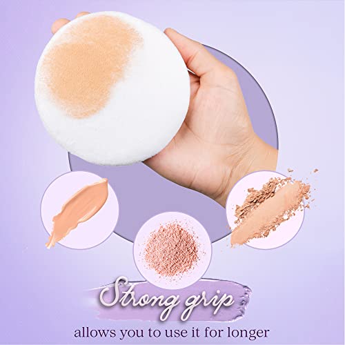 Powder Puffs - Extra Large Jumbo 4.5β - 100% Pure Cotton Soft Fluffy Washable Puff For Makeup Face Body Loose Powder Foundation