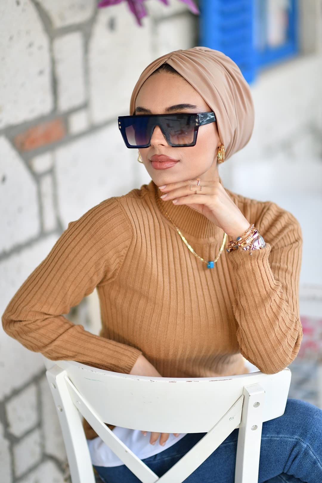 Turbans With Band For Women|Hair Wraps|Hijab Undercap-Instant Hijab-Hijab Cap (Caramel)
