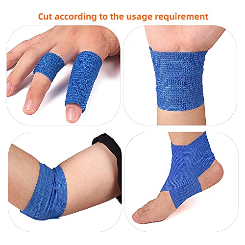Self-Adhesive Bandage Multicolor Cohesive Bandage Roll Elastic Self Adherent Wrap Ideal for Sports Injuries, Ankle, Knee and Wrist Sprains (8 Rolls Per Pack) (2.5cm+5cm+7.5cm+10cm)