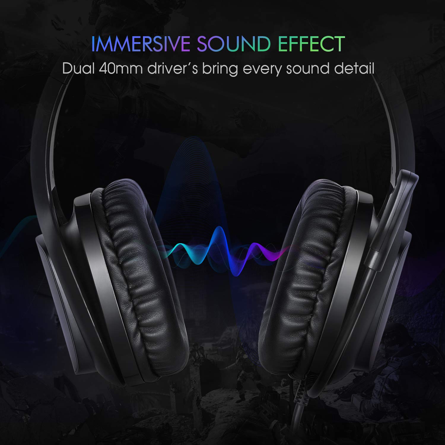 REDSTORM Gaming Headset PC Headset RGB Lights with 7.1 Surround Sound, USB Headphones with Noise Cancelling Microphone Plug & Play Compatible with Mac/PC/Laptops/Mac Computers