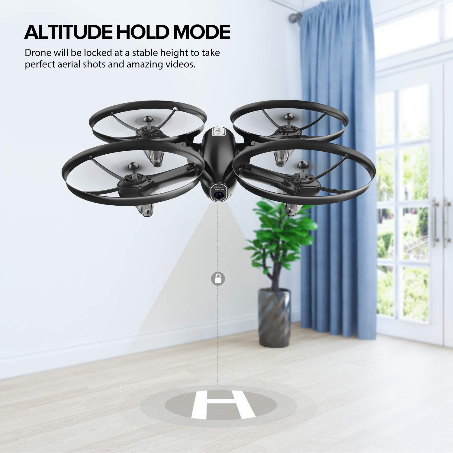 Potensic U47 Camera Drone, FPV RC Quadcoper with 720P HD Camera Live Video, Altitude Hold, Headless Mode, One Key Return and Speed Adjustment