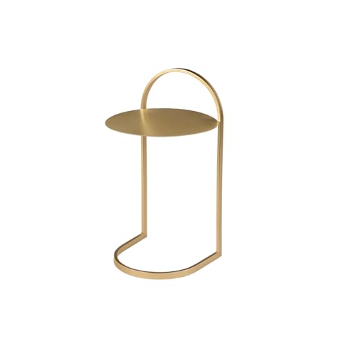 Middai Small Side Tables, Living Room Sofa End Table Round Iron Top, Bedside Desk Lamps Tables, 14D X 24" H, Simple and Classic(Size:35 * 35 * 61CM,Color:Gold)