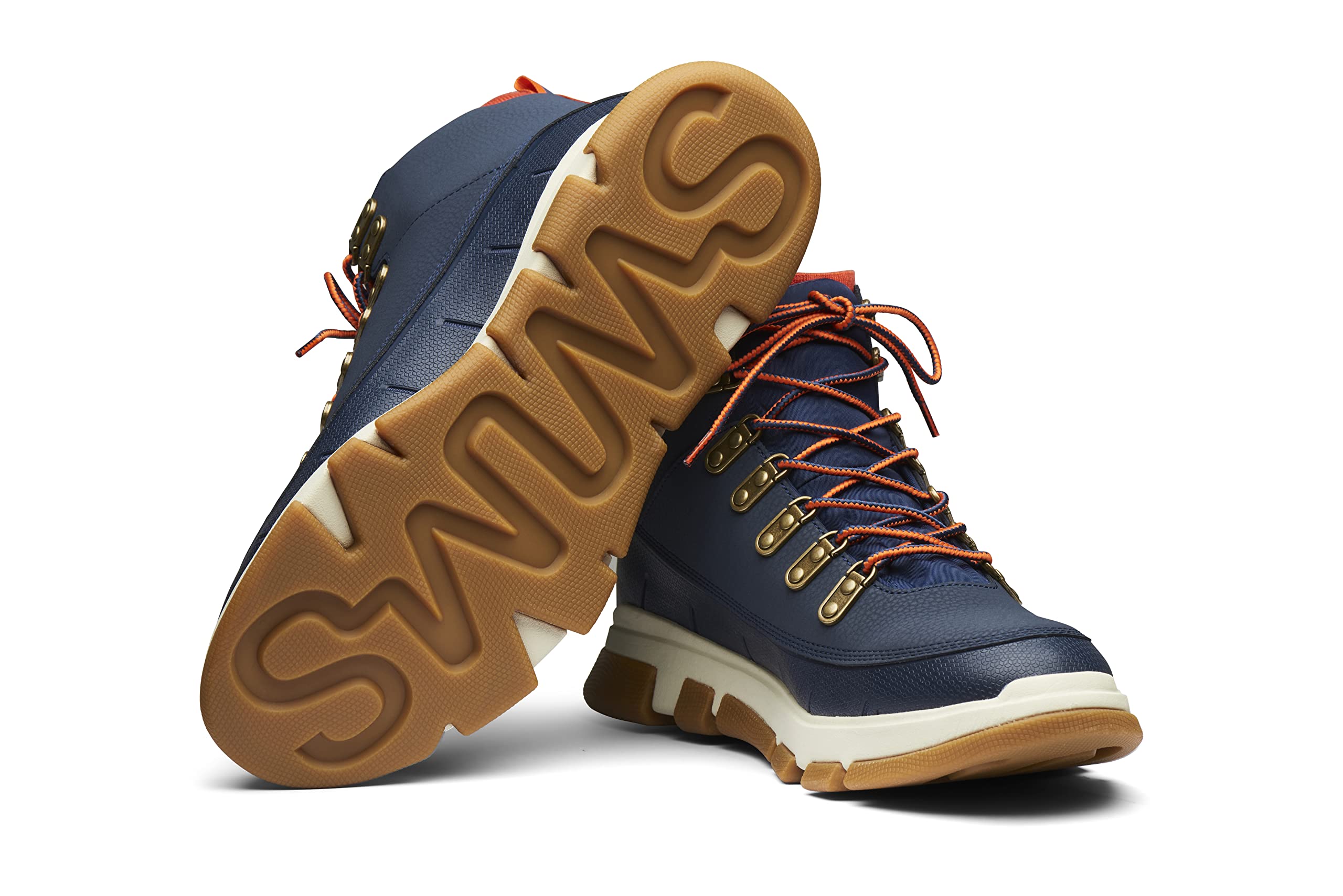 SWIMS Mens City Hiker II Boots, Navy/Orange/Gum, 8.5