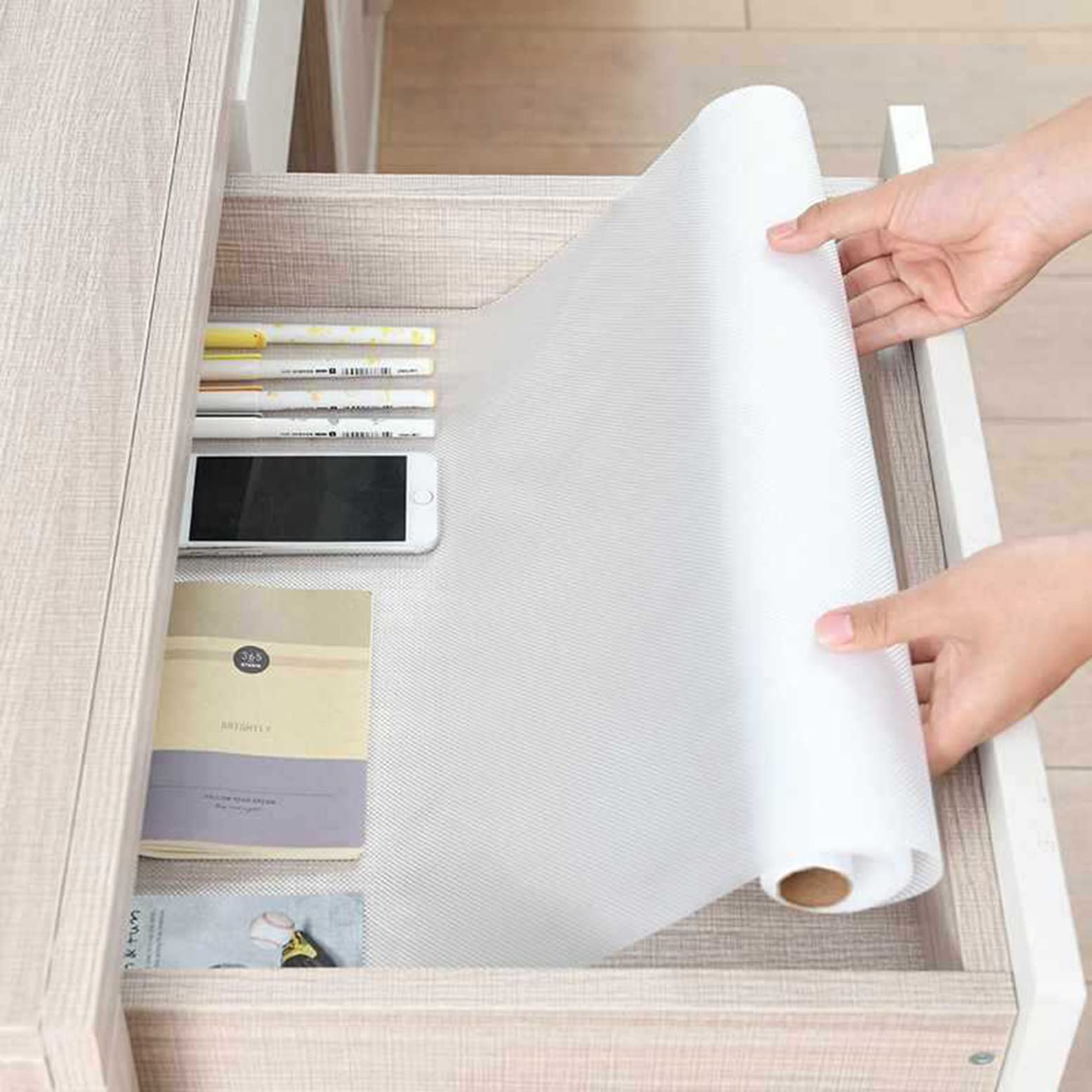 Shelf Liners, Kitchen Drawer Liner Drawer Mats Washable EVA BPA Free Waterproof & Oil-Proof Cupboard Cabinet Shelf Protector, 12 Inches x 10 FT, Non Adhesive Drawers (Diamond Pattern)