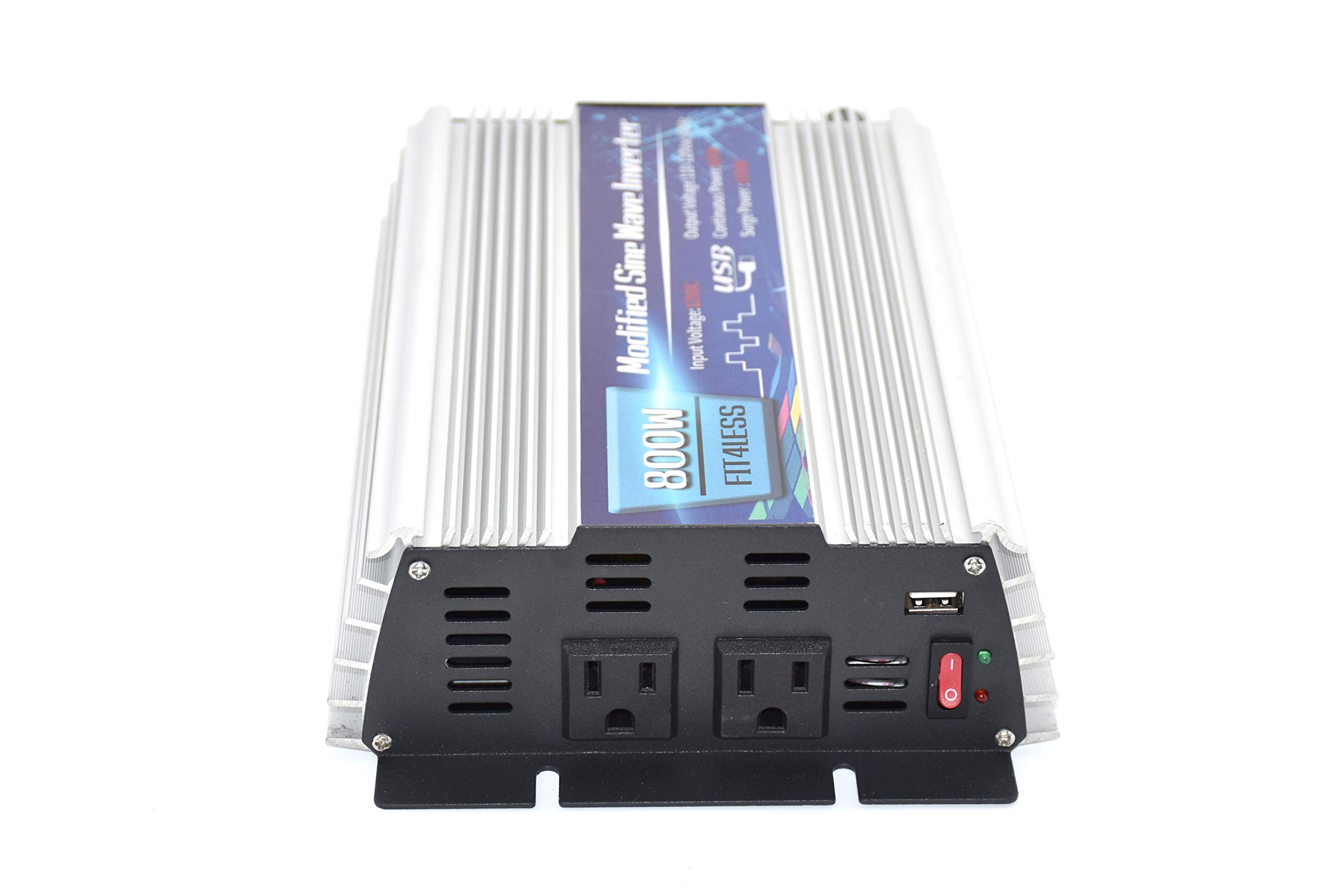 Power Inverter 800W with Dual sockets Output and USB5V 2000mA Input DC12V or 24V, Output AC110V 60Hz (12V)