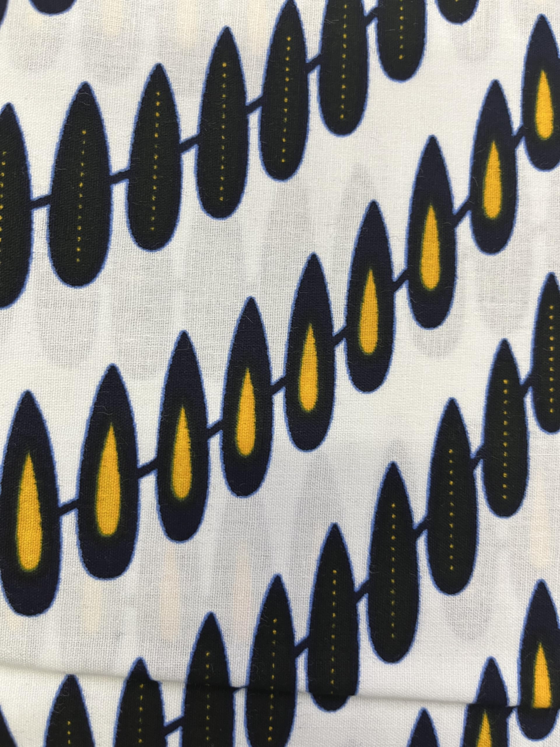 Rain Drops Design African Guaranteed Wax Block Prints Fabric/African Ankara Wrapper Fabric Wax Fabrics /-Sell by 6 Yards-100% Cotton-for Dresses- White, Yellow, Dark-Blue, Black