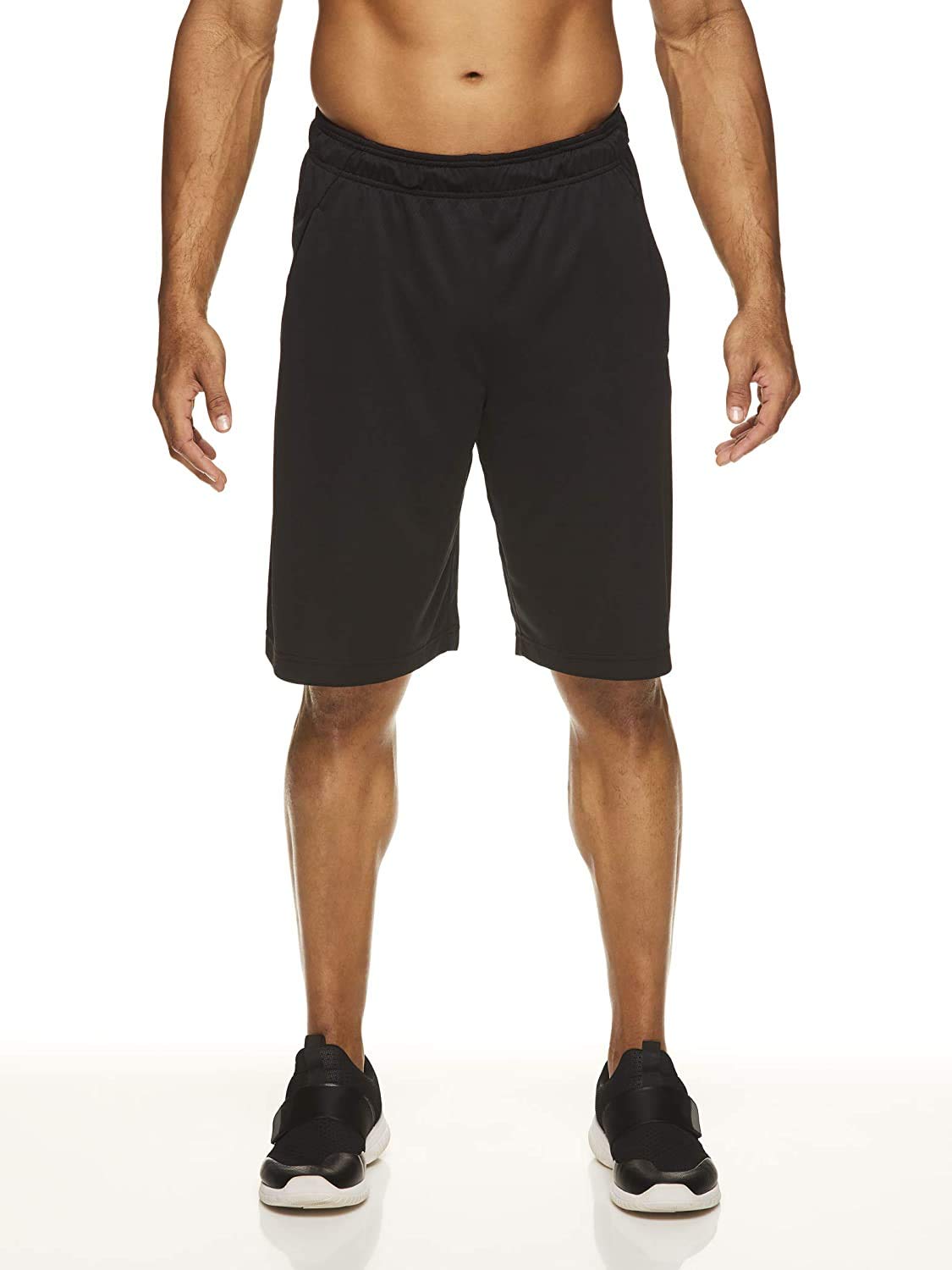 Reebok Men's Mesh Basketball Gym & Running Shorts w/Elastic Drawstring Waistband & Pockets - Point Guard Black, Large