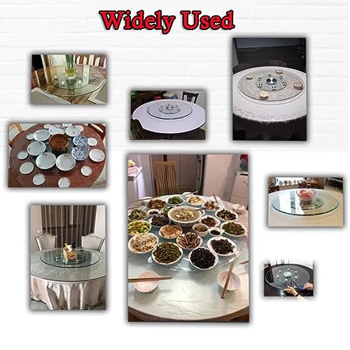 Round Lazy Susan Turntable, Large Tempered Glass Rotating Tray 360° Smooth Rotating Transparent Serving Plate with 6 Auxiliary Wheels (Size : 90cm/35in)