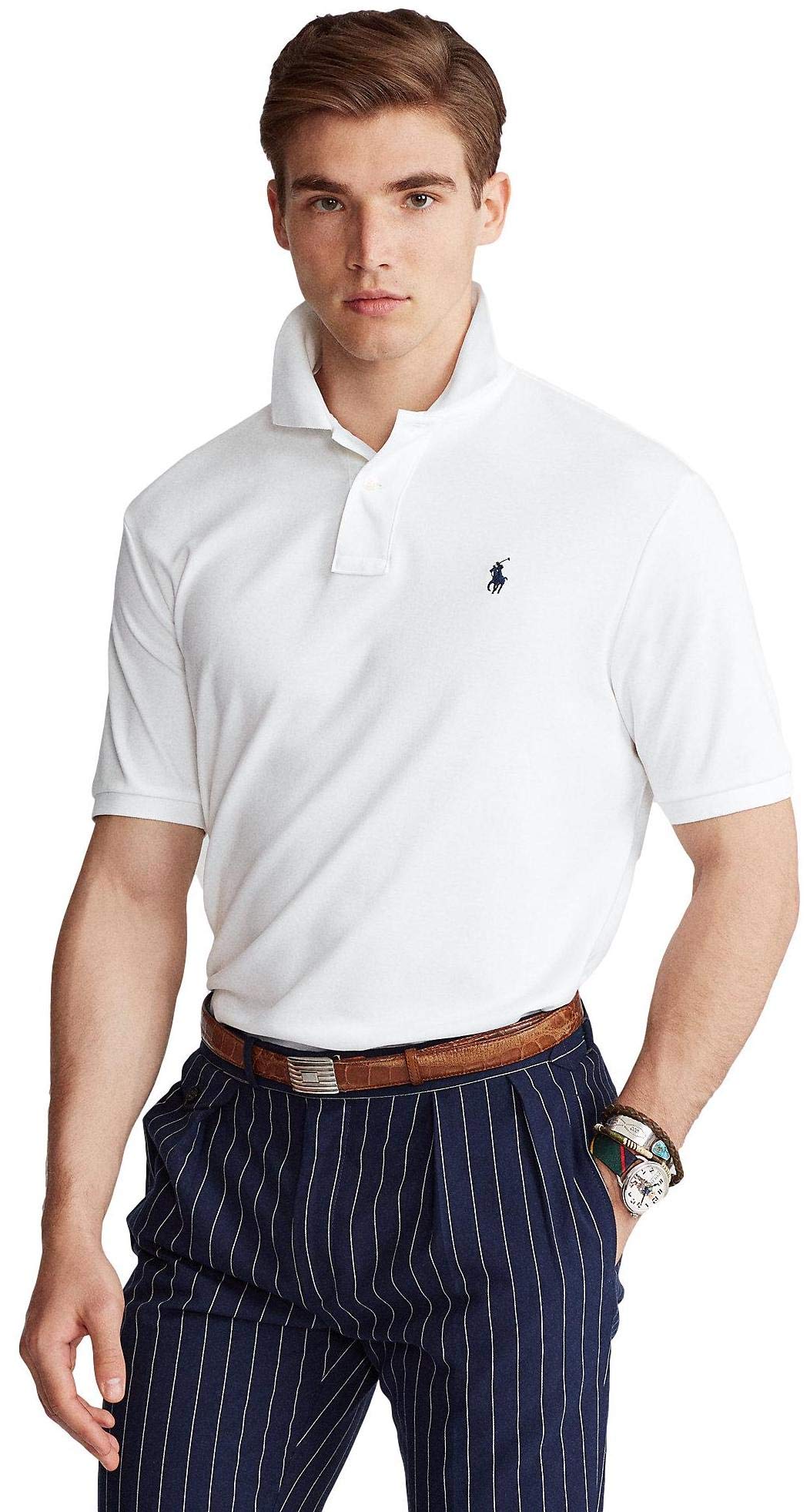 Polo Ralph Lauren Men's Big and Tall Short Sleeve Pima Soft-Touch Polo Shirt (4XB, BasicWhite)