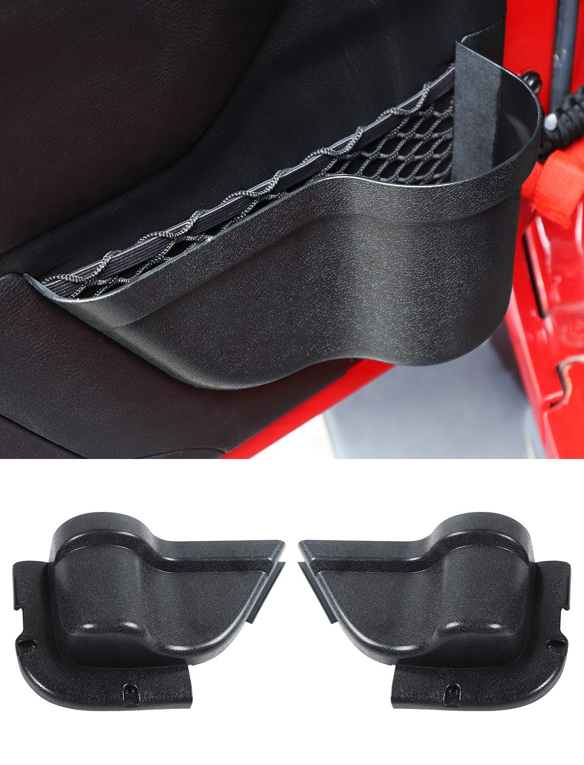 Savadicar DP3 Front Door Storage Pockets, Door Side Insert Organizer Box for 2011-2018 Jeep Wrangler JK JKU 2/4 Door, Interior Storage Expansion Accessories, Black, 2PCs