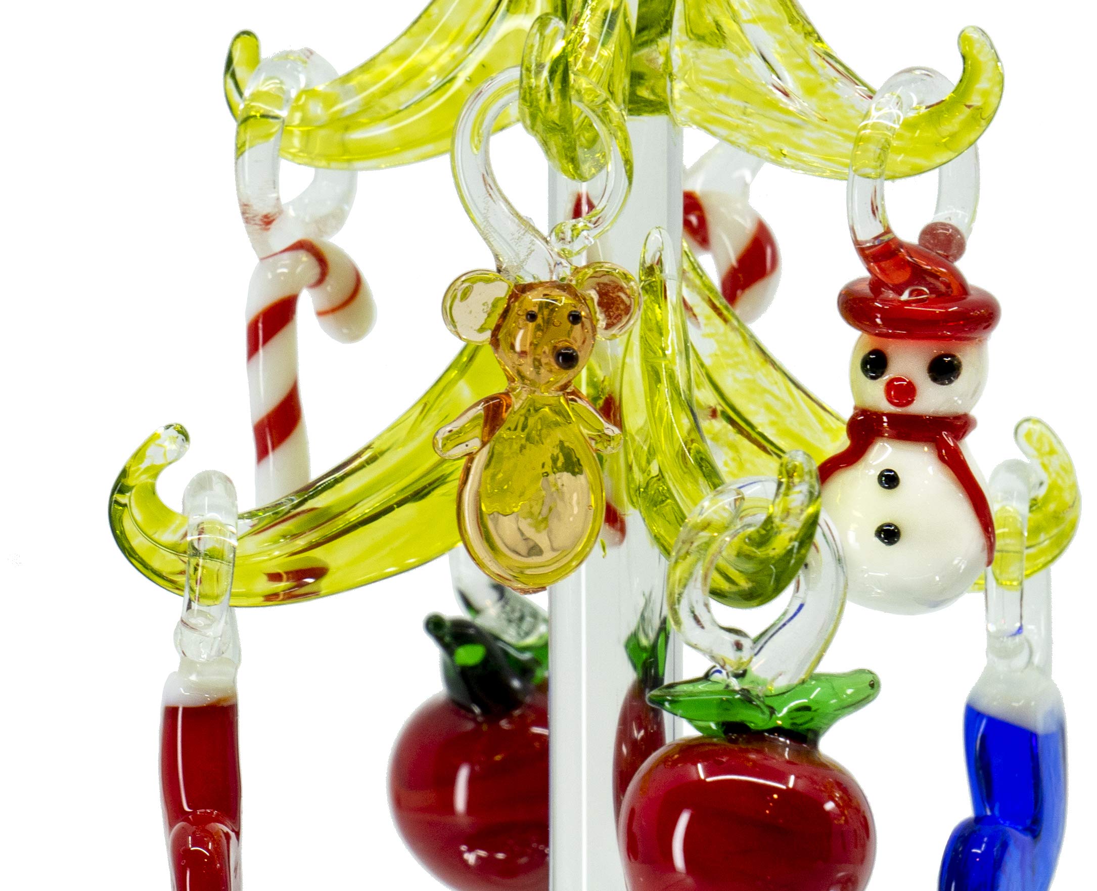 Red Co. 5.5" Glass Christmas Tree Tabletop Display Decoration with Assorted Glass Ornaments, Holiday Season Decor, Set of 2