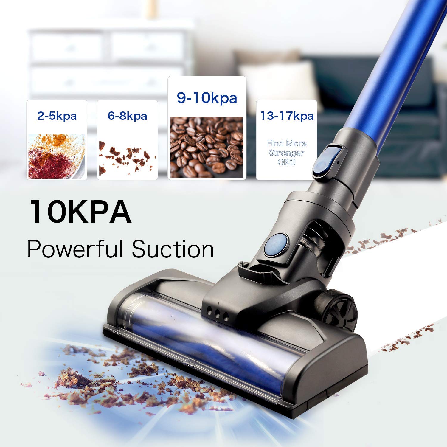 OKG Cordless Vacuum Cleaner Powerful Suction 250W Brushless Motor 4 in 1 Stick Handheld Vacuum for Home Hard Floor Carpet Car