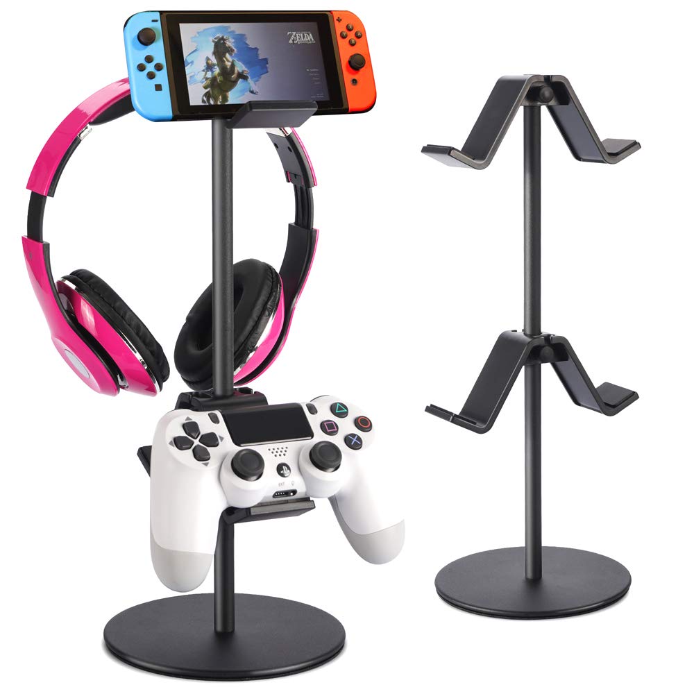 VANZO Controller Holder 2 Tier Gaming Headset and Headphone Storage Organizer Gamepad Rack for Desktop, Black