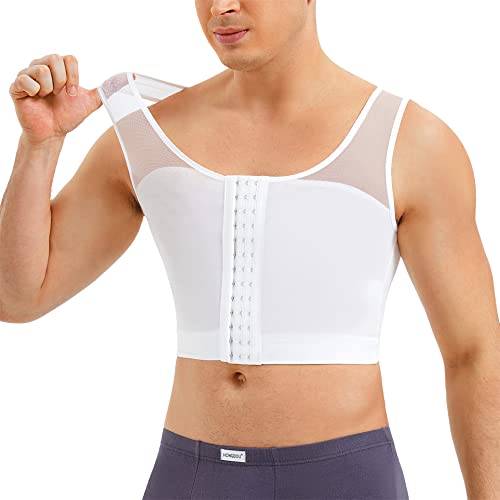 TAILONG Men Hide Gynecomastia Chest Vest Chest Binder Compression Slimming Undershirt Male Corset Tank Tops White