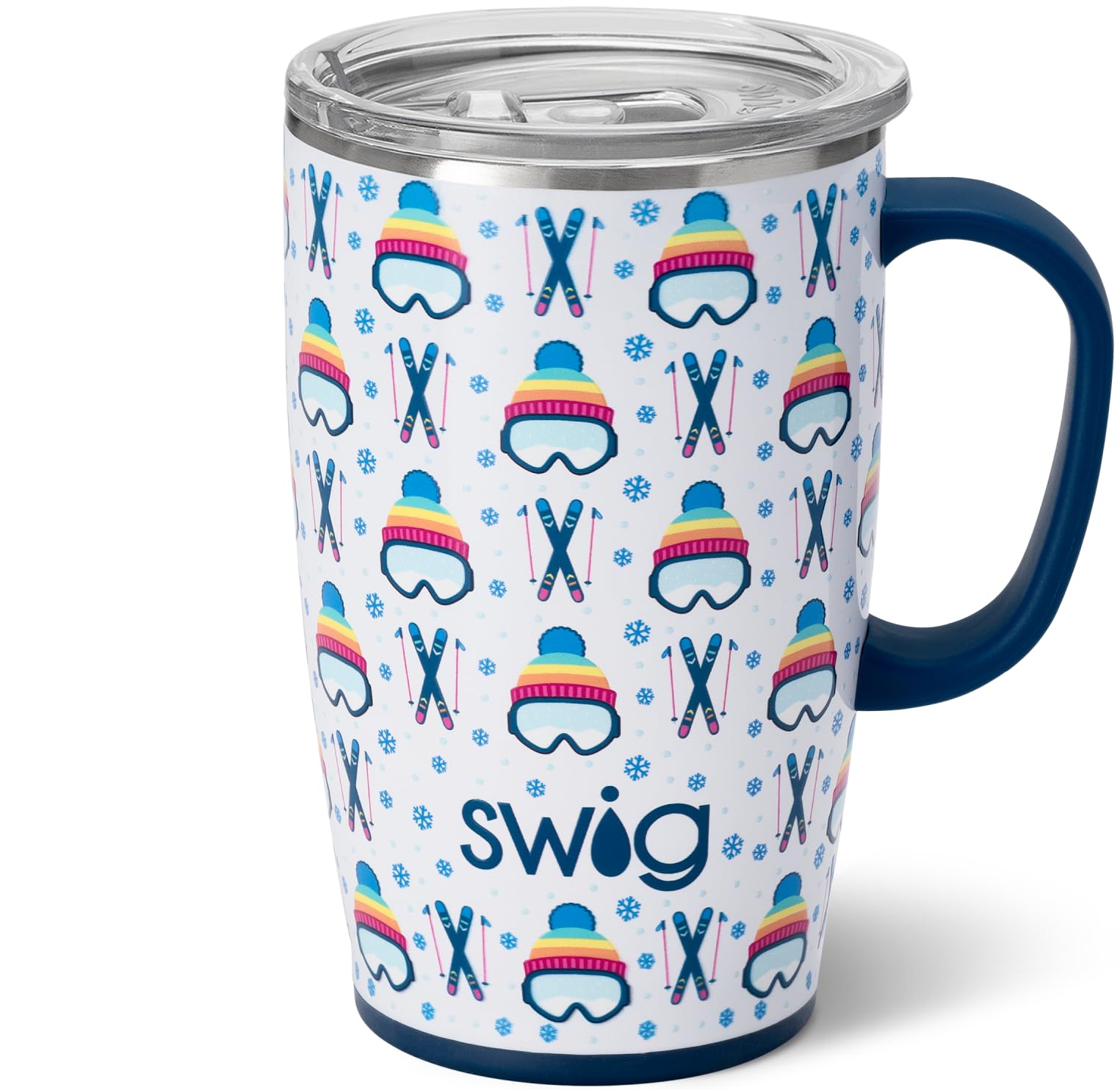 Swig 18oz Travel Mug, Insulated Tumbler with Handle and Lid, Cup Holder Friendly, Dishwasher Safe, Stainless Steel Insulated Coffee Mug with Lid and Handle (Rose Gold)