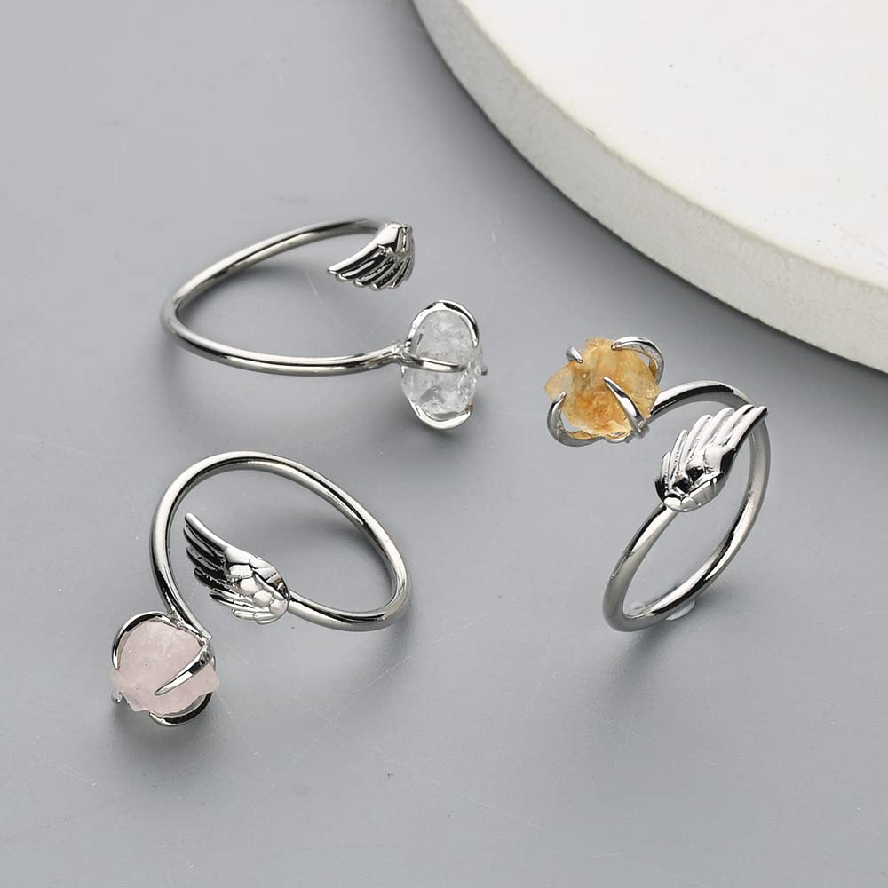ZENGORI Natural Black Obsidian Ring Claw Ring Healing Crystal Stone Ring Wing Ring Ideal Gift for Her Him ZS0489-BK