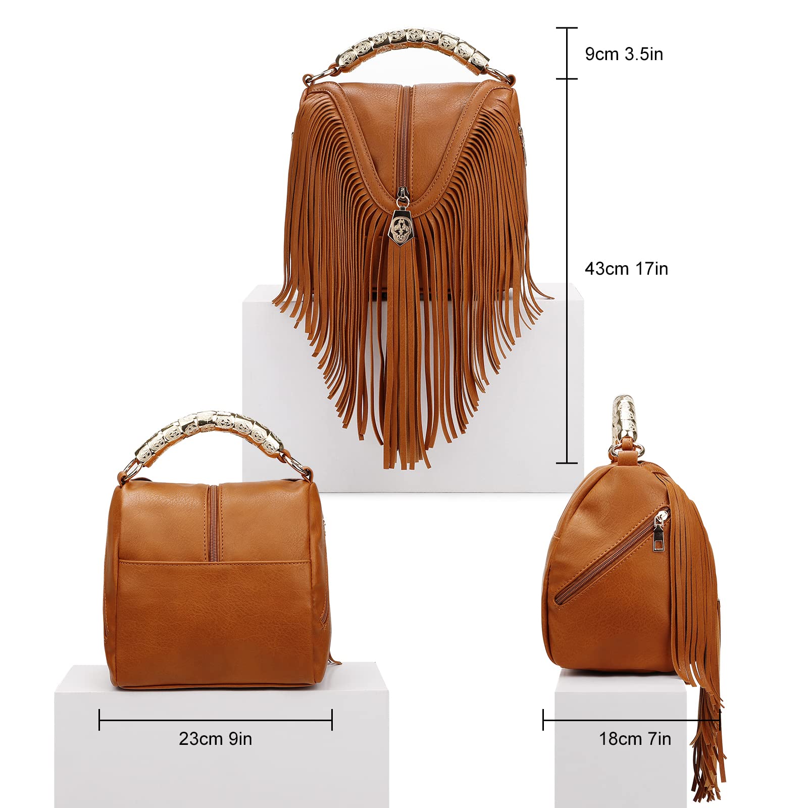 UKENENG Women's Crossbody Bag Shoulder Bag with Tassel (Black)
