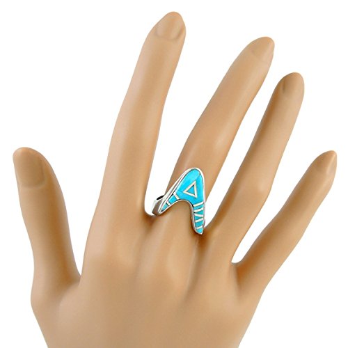 Turquoise Ring Sterling Silver 925 Genuine Gemstones Size 6 to 11 (Turquoise) (9)