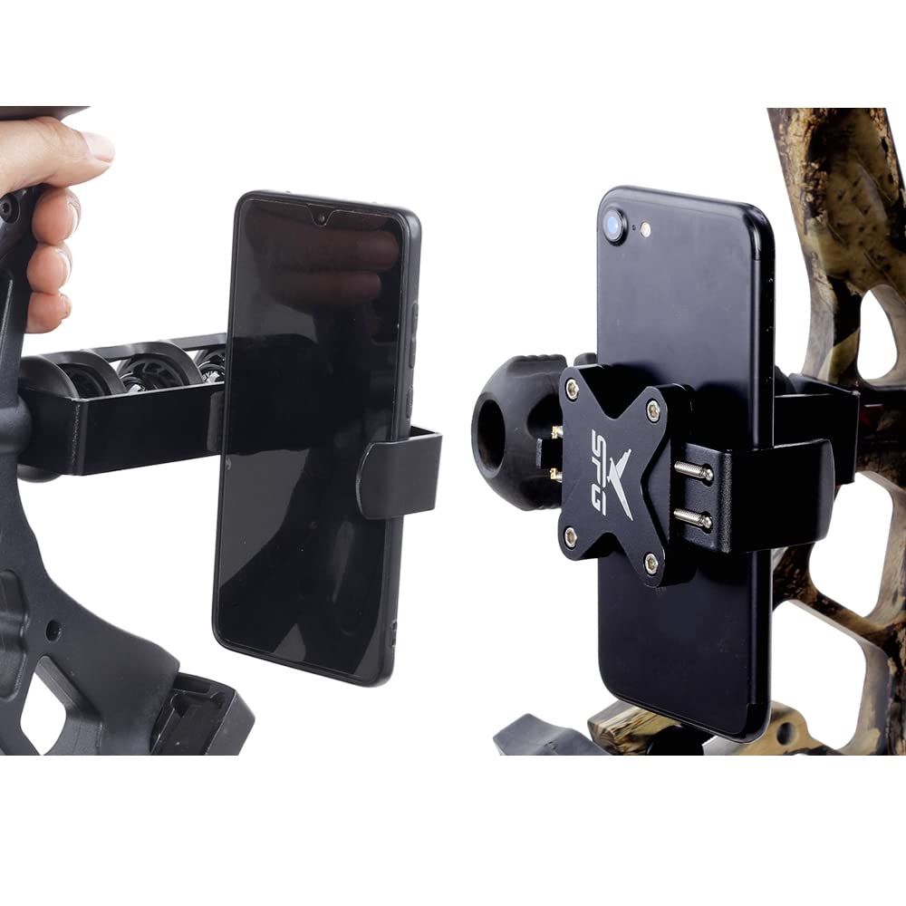SOPOGER Archery Bow Phone Mount iPhone Holder Bracket for Compound Bow Hunting Bow Camera Stabilizer Phone Mount with Smartphone Samsung, GoPro Outdoor Archery Accessories