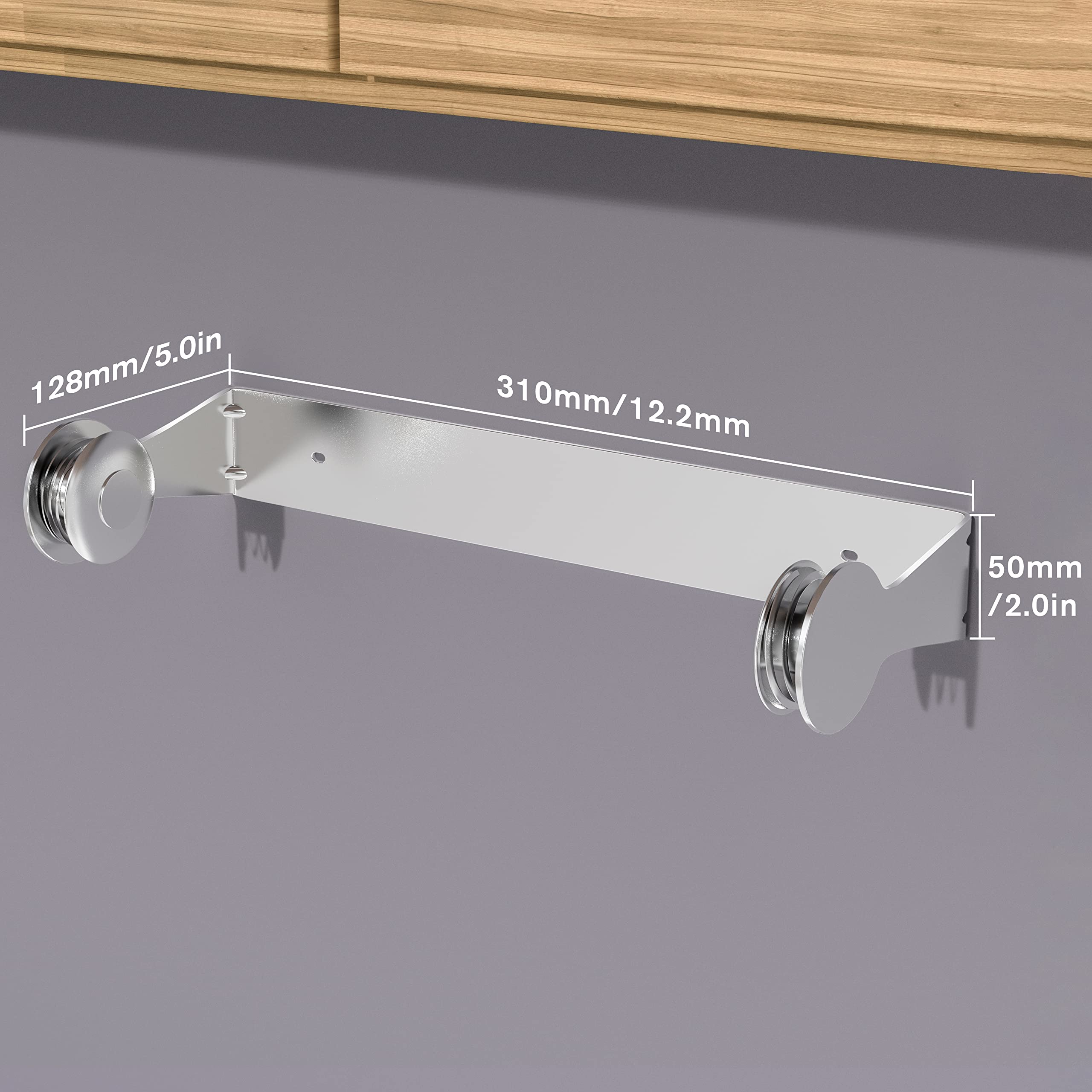 Paroto Paper Towel Holder Under Cabinet, One Hand Tear Adhesive Paper Towel Holder Wall Mount with Ring Spring, Stainless Steel Paper Holder Rack for Kitchen Bathroom