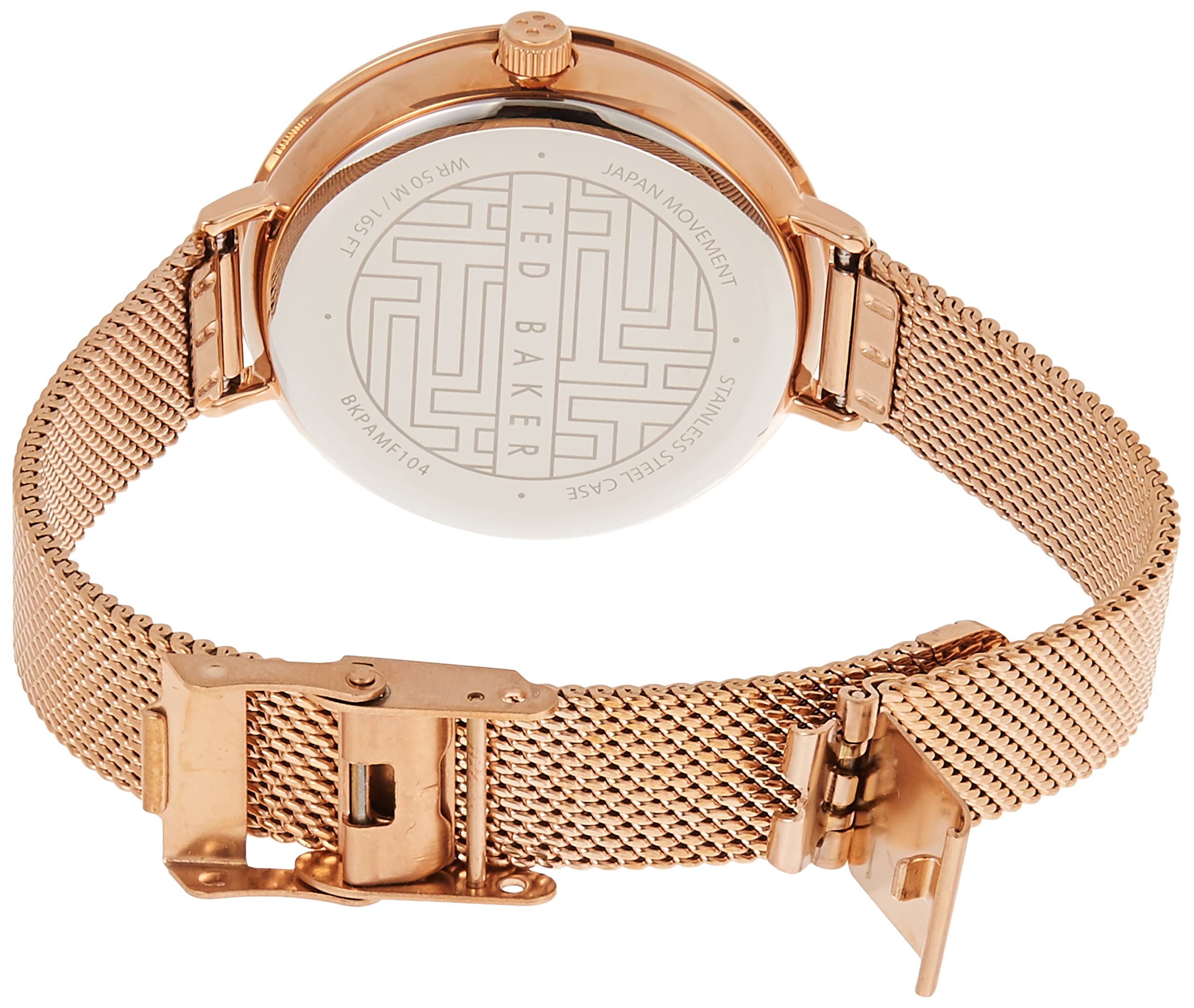 Ted Baker Women's Quartz Stainless Steel Strap, 12 Casual Watch (Model: BKPAMF1049I), Rose Gold/Black/Multi