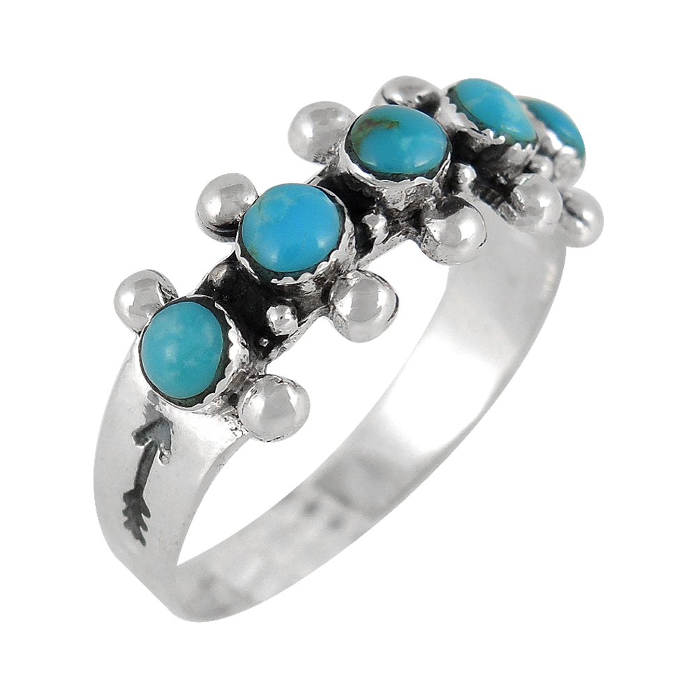 Turquoise Ring Sterling Silver 925 Genuine Gemstones Size 6 to 11 (Turquoise) (10)
