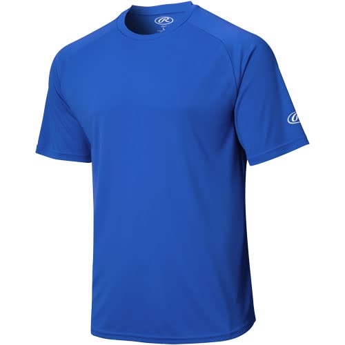 Rawlings Men's Crew Neck Tech Tee Shirt Series, Royal Blue, Medium