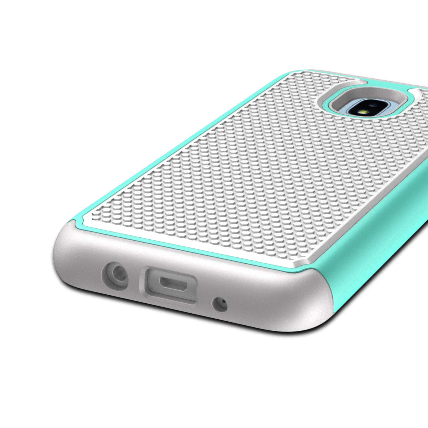 UniSpg for Galaxy J3 Orbit Case,Galaxy J3 2018 Case, Galaxy J3V 2018 Case, Galaxy J3 Star Case, Galaxy J3 Achieve Case [Military Grade] Protective Shockproof Hybrid Phone Cover [Turquoise]
