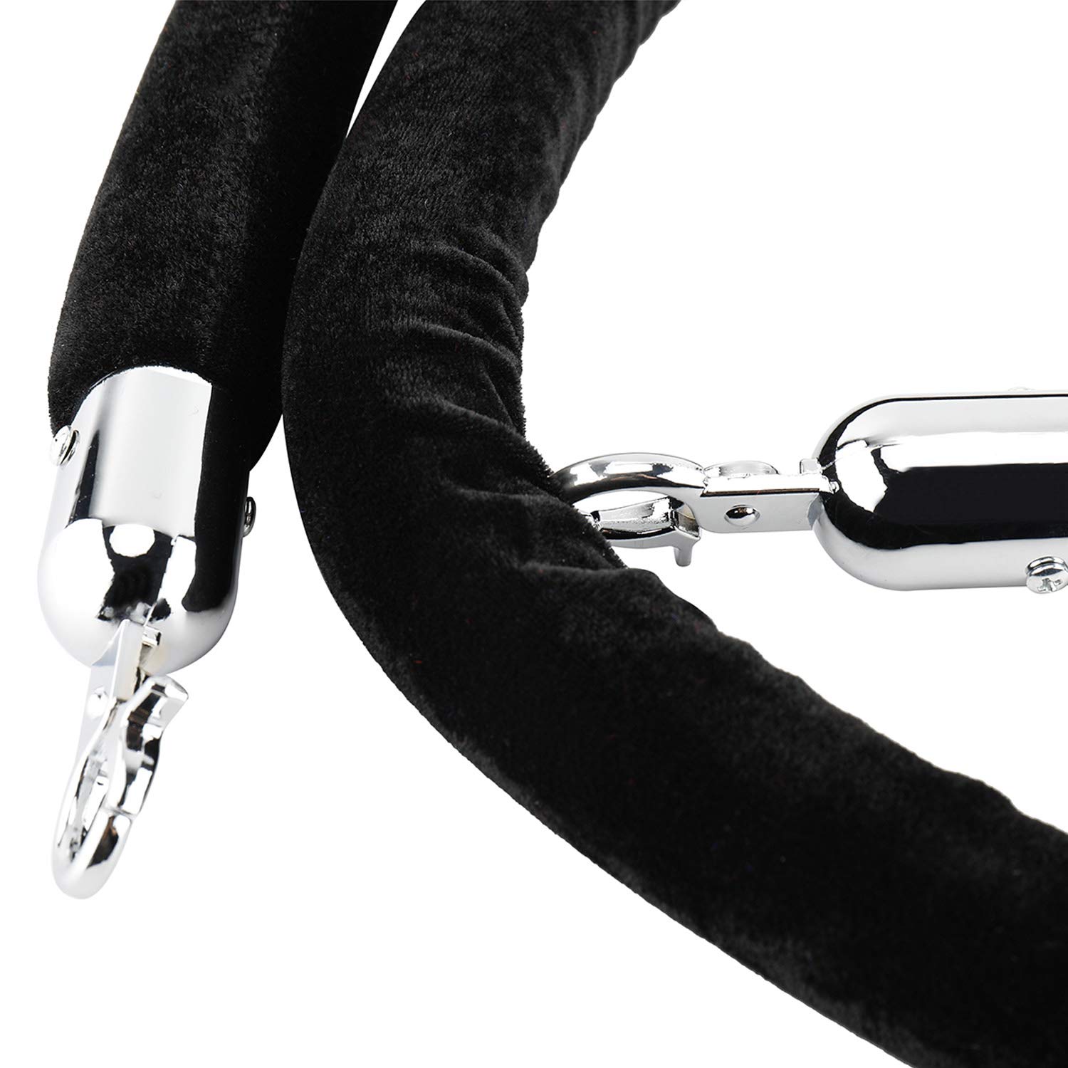 NovelBee 2 Pack of 6.6 Feet Velvet Rope with Stainless Steel Hooks,Crowd Control Stanchion Post Queue Line Barrier (Silver Hook, Black)