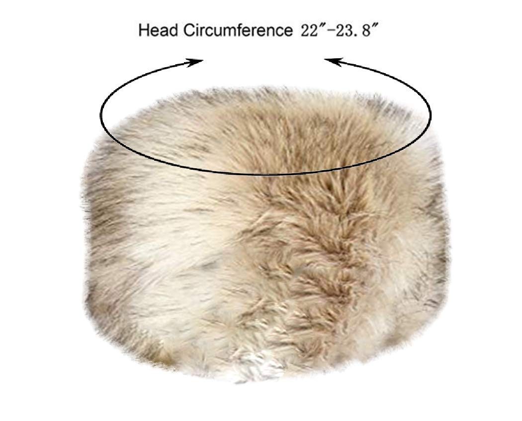 Old Dlrd Russian Hat,Winter Faux Fur Hats for Women,Warm Russian Cossack Style Hat for Ladies Grey