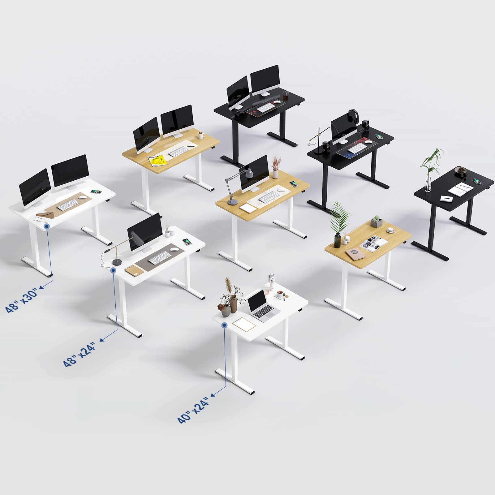 SANODESK Electric Standing Desk 48 x 24 Inches, Height Adjustable Stand Up Desk w/6-Button Controller, Ergonomic Computer Desk for Home Office, White Frame + Natural Tabletop