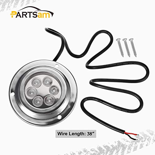 Partsam 1Pc Round Boat Marine Led Underwater Lights 6LED Surface Mount with Stainless Steel Bezel