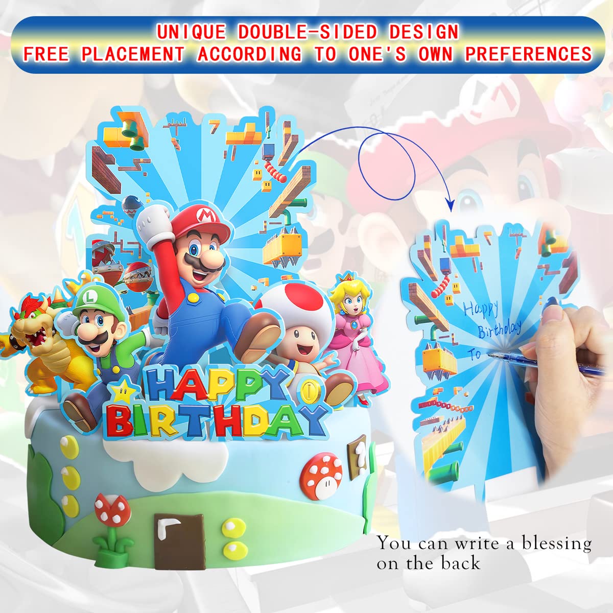 Party Decorations for Marrriio Cake Topper Set Birthday Party Supplies Decor, 7 counts